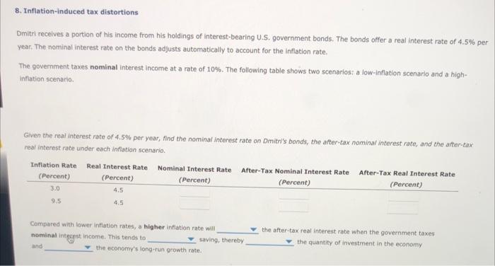 Solved 8. Inflation-induced tax distortions Dmitri receives | Chegg.com