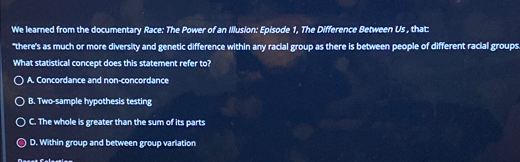 Solved We learned from the documentary Race: The Power of an | Chegg.com