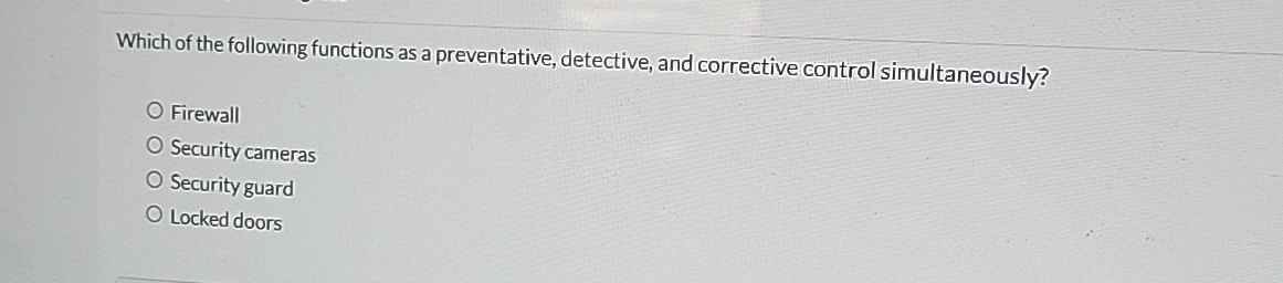 Solved Which of the following functions as a preventative, | Chegg.com