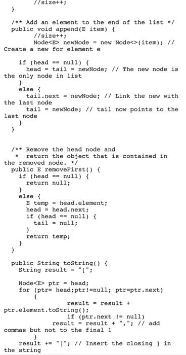 Solved public class MyLinkedList { private Node head, tail; | Chegg.com