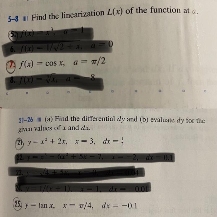 Solved 5 8 Find The Linearization L X Of The Function At