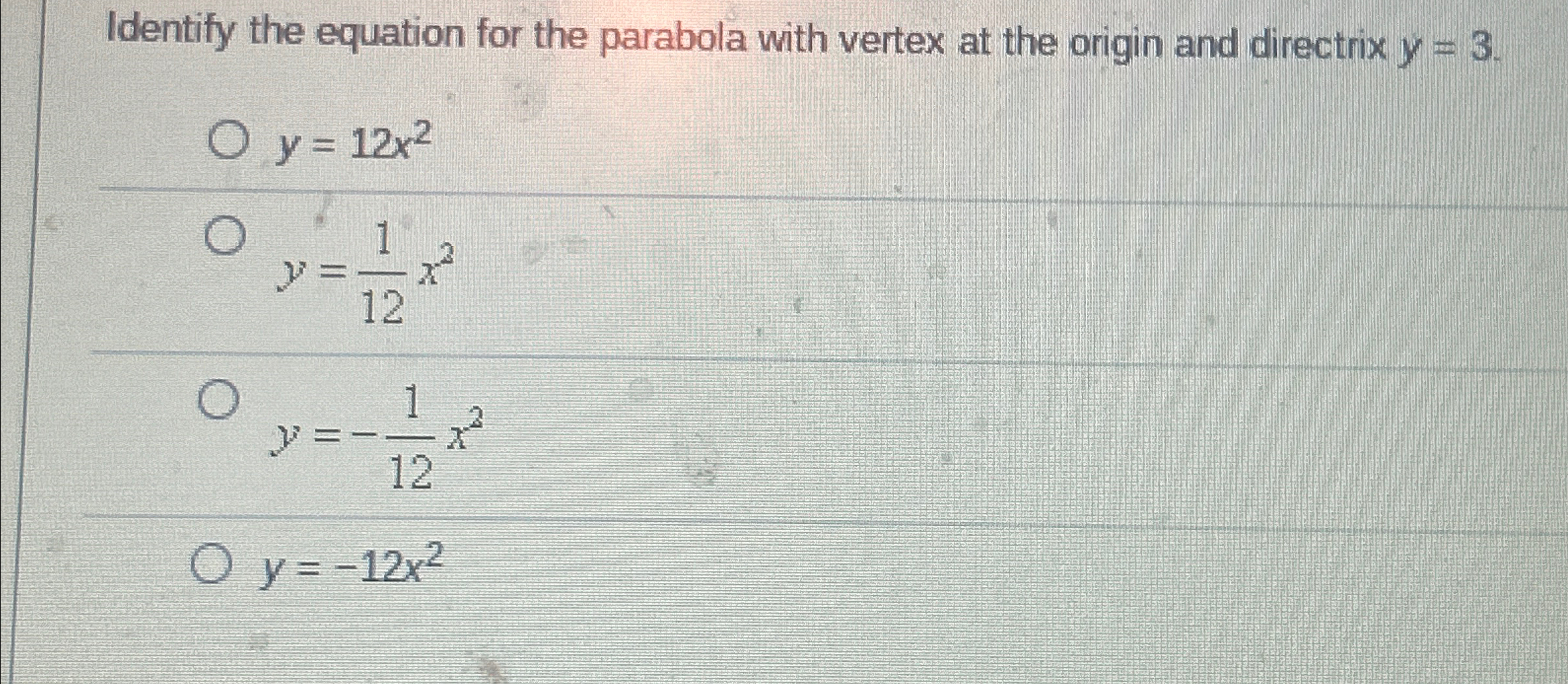 Solved Identify the equation for the parabola with vertex at | Chegg.com