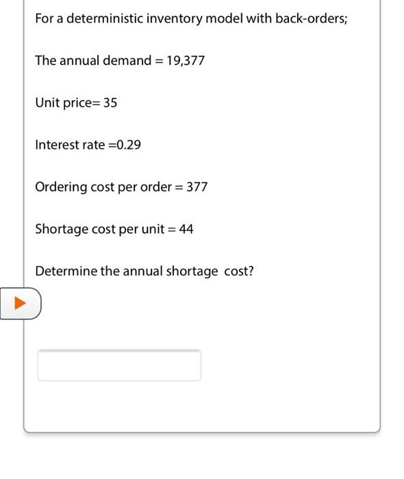 Solved For a deterministic inventory model with back-orders; | Chegg.com