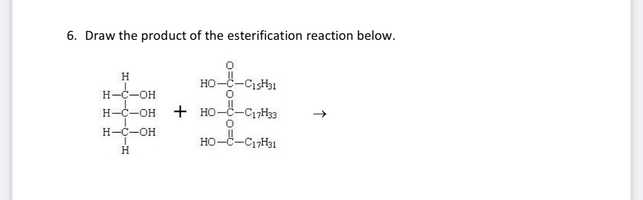 Solved Draw the product of the esterification reaction | Chegg.com