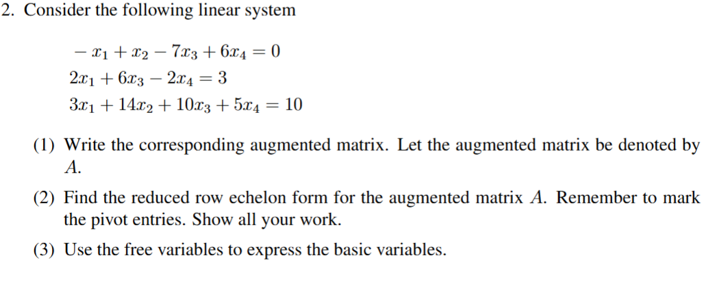 Consider the following linear | Chegg.com