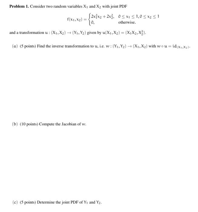 Solved Problem 1. Consider two random variables X1 and X2 | Chegg.com