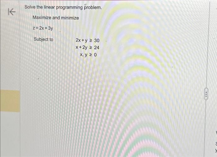 Solved K Solve the linear programming problem. Maximize and | Chegg.com
