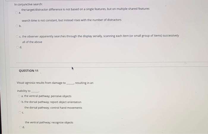 Solved In conjunctive search: the target/distractor | Chegg.com