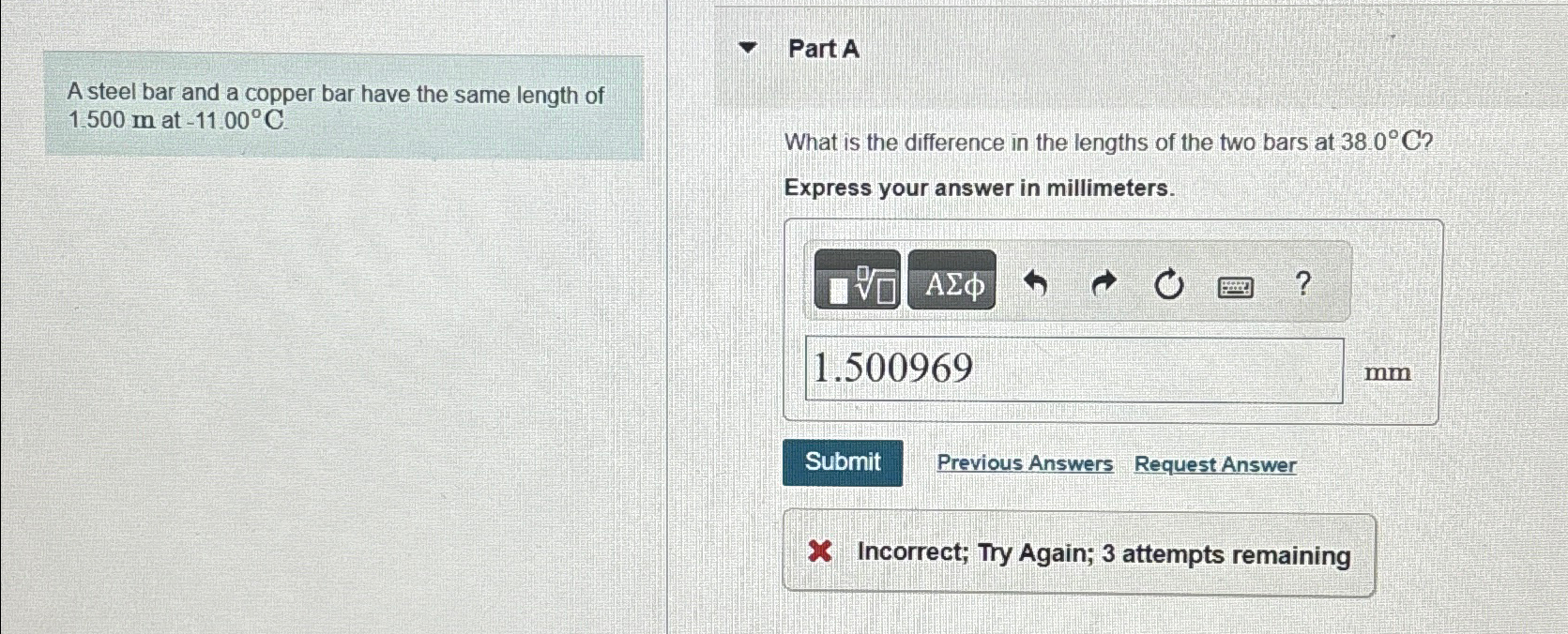 Solved A steel bar and a copper bar have the same length of | Chegg.com