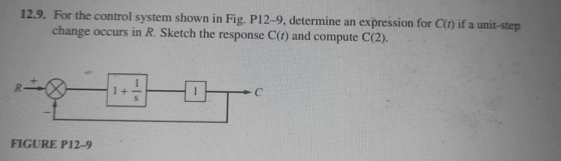 Solved 12.9. For the control system shown in Fig. P12-9, | Chegg.com