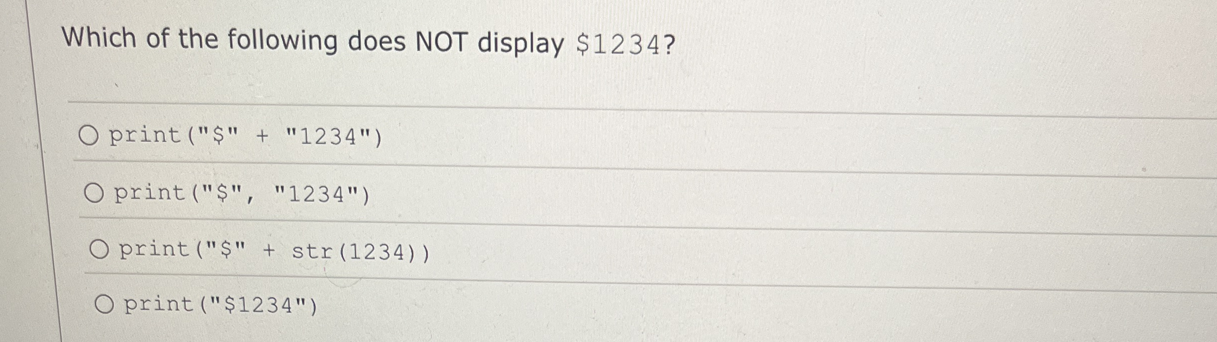 Solved Which of the following does NOT display | Chegg.com