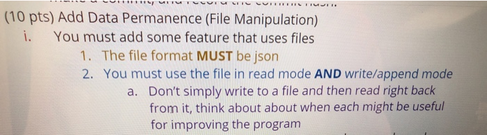 how would one go about adding data permanence to an | Chegg.com