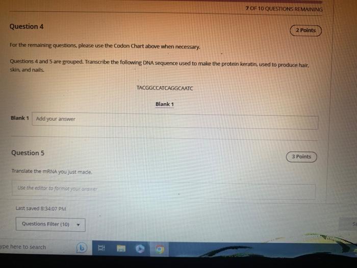 Solved For the remaining questions, please use the Codon | Chegg.com
