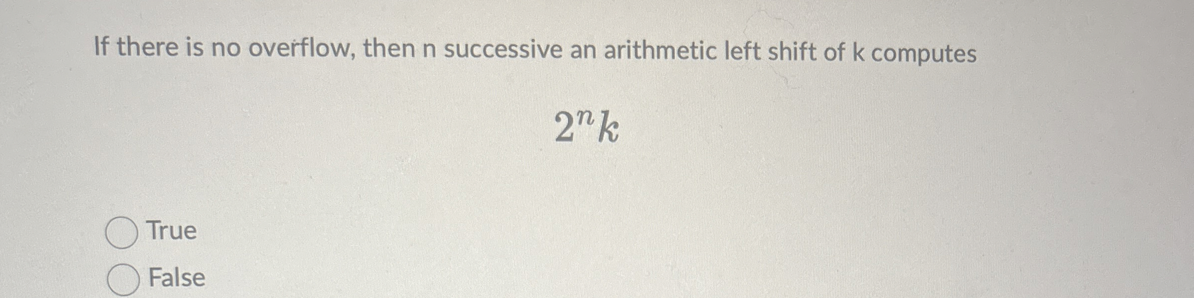 Solved If there is no overflow, then n ﻿successive an | Chegg.com