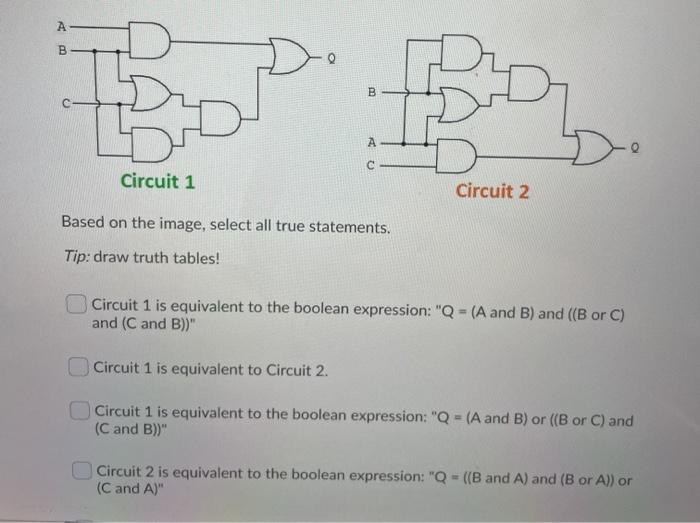 Solved Circuit 1 is equivalent to the boolean expression: | Chegg.com