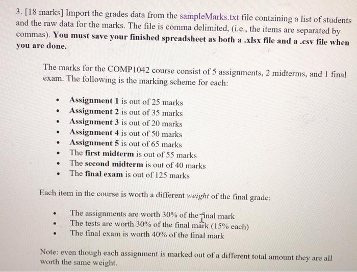 Solved 3 18 Marks Import The Grades Data From The