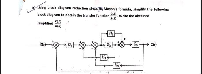 Solved by Using block diagram reduction steps or Mason's | Chegg.com