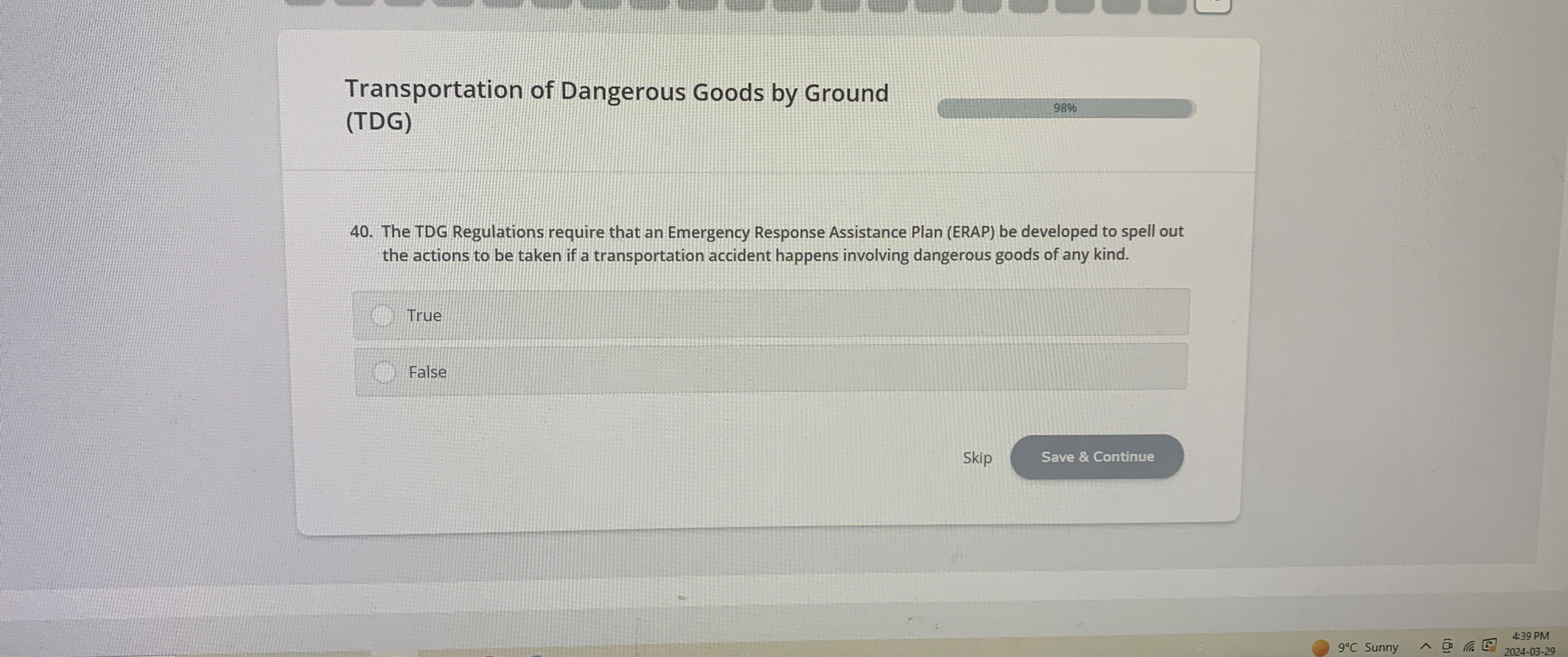 Solved Transportation of Dangerous Goods by Ground (TDG)40. | Chegg.com