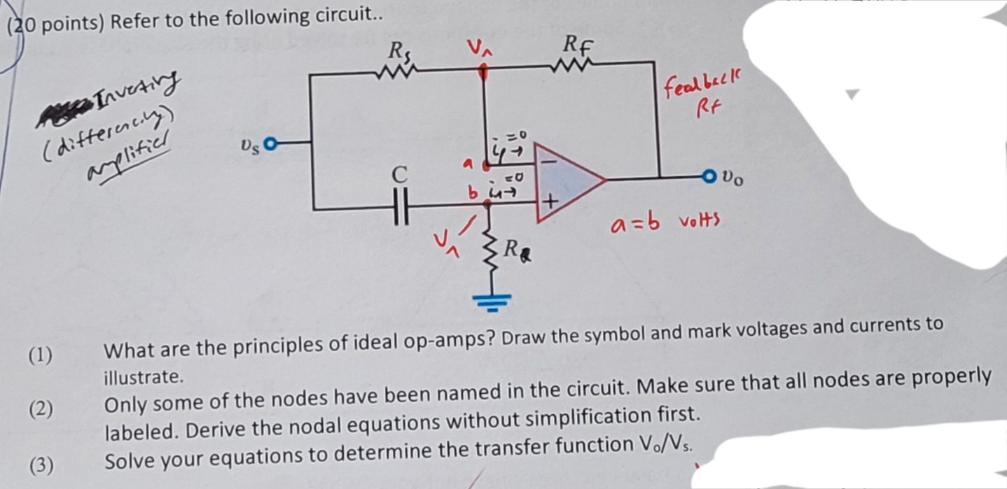 Solved (20 ﻿points) ﻿Refer to the following circuit..(1) | Chegg.com