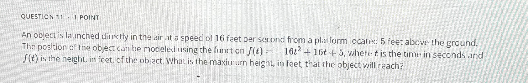 Solved QUESTION 11 , 1 ﻿POINTAn object is launched directly | Chegg.com