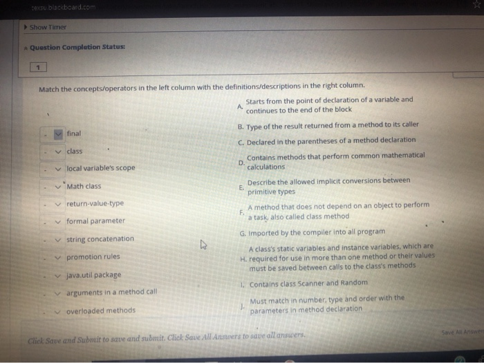 Solved texsu blackboard.com Show Timer Question Completion | Chegg.com