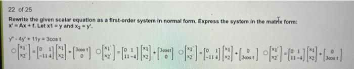 Solved Rewrite the given scalar equation as a first-order | Chegg.com