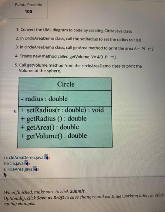 Solved Points Possible 100 1. Convert the UML diagram to | Chegg.com