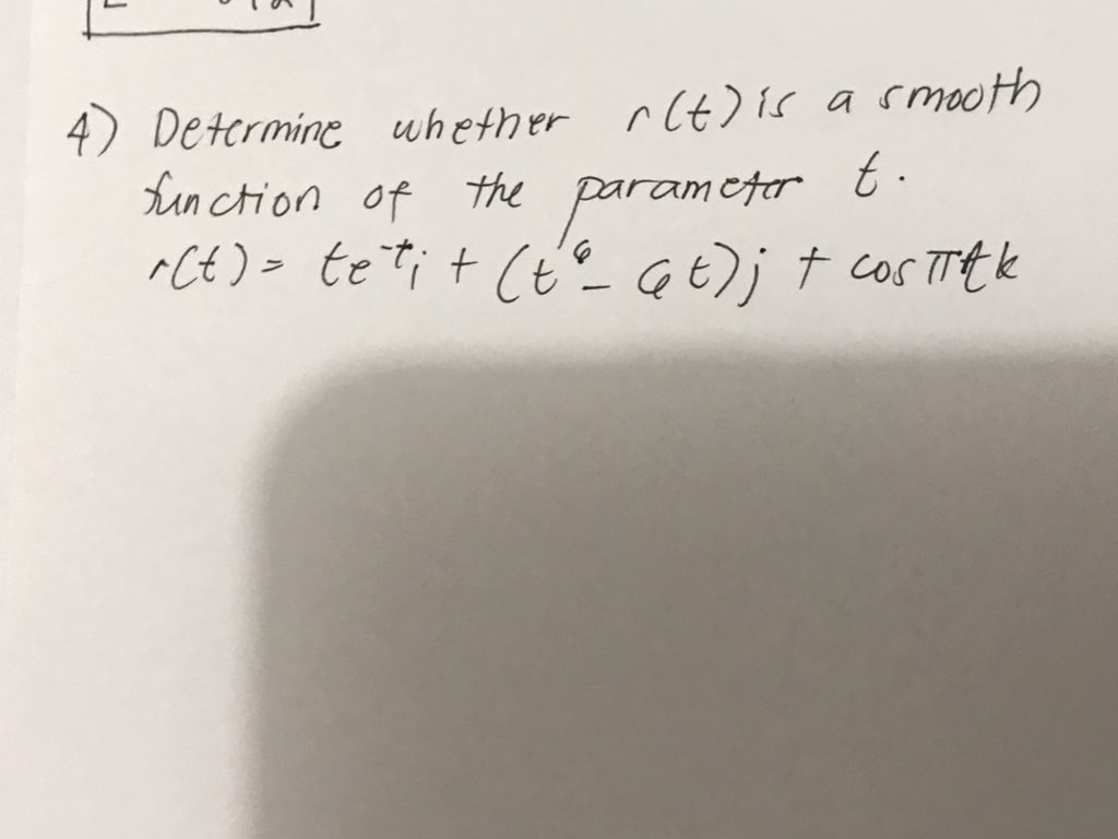 Solved CALCULUS Determine whether r(t) ﻿is a smoothfunction | Chegg.com