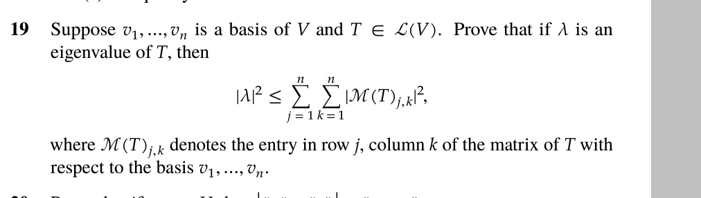 Solved 19 ﻿Suppose v1,dots,vn ﻿is a basis of V ﻿and TinL(V). | Chegg.com