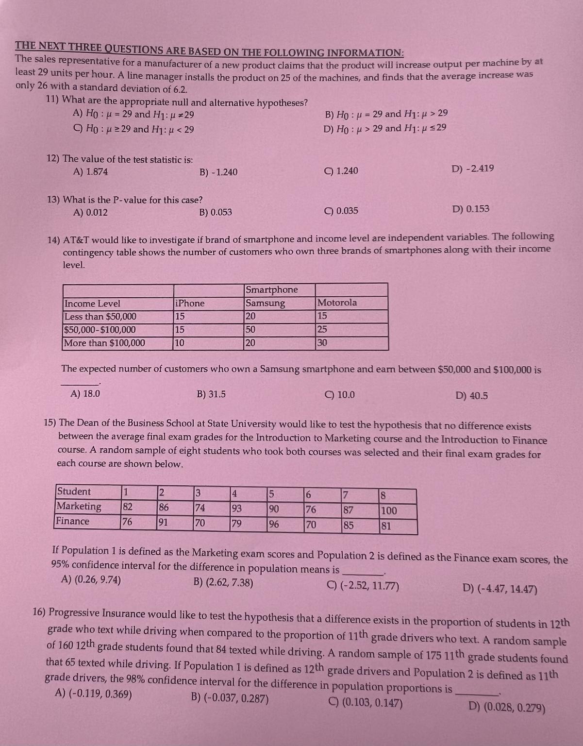 Solved THE NEXT THREE OUESTIONS ARE BASED ON THE FOLLOWING | Chegg.com