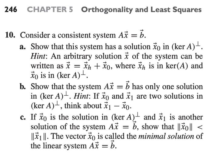 Solved 246 CHAPTER 5 Orthogonality and Least Squares 10. | Chegg.com