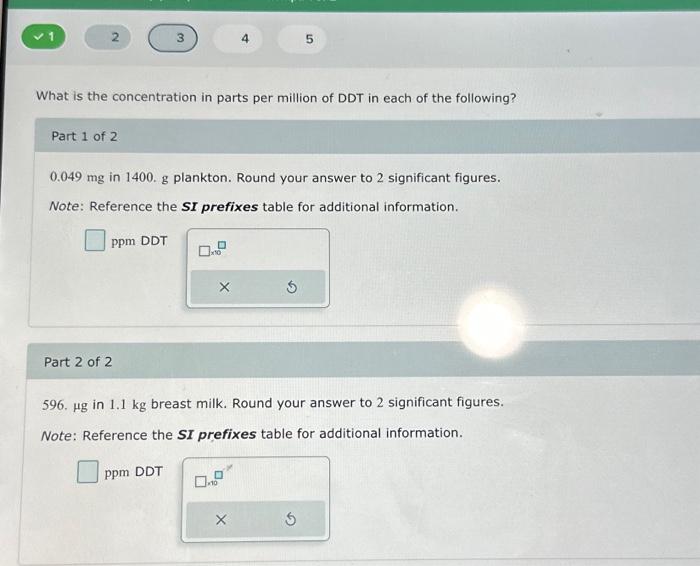 Solved What is the concentration in parts per million of DDT | Chegg.com