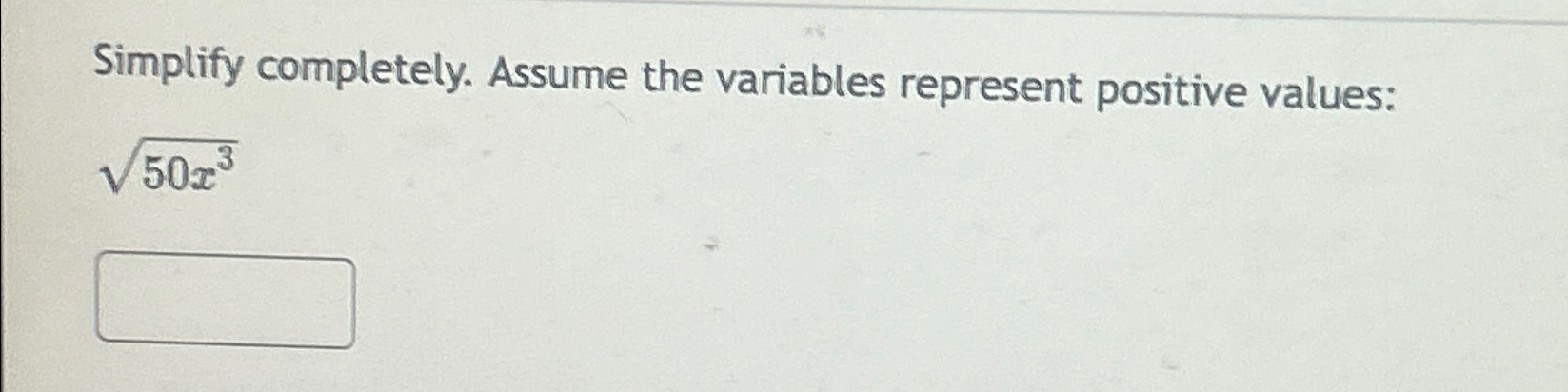 Solved Simplify completely. Assume the variables represent | Chegg.com
