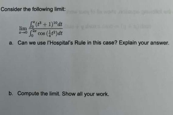 Solved Consider the following limit: | Chegg.com