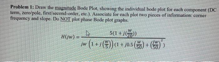 Solved Draw the magnitude Bode Plot, showing the individual | Chegg.com