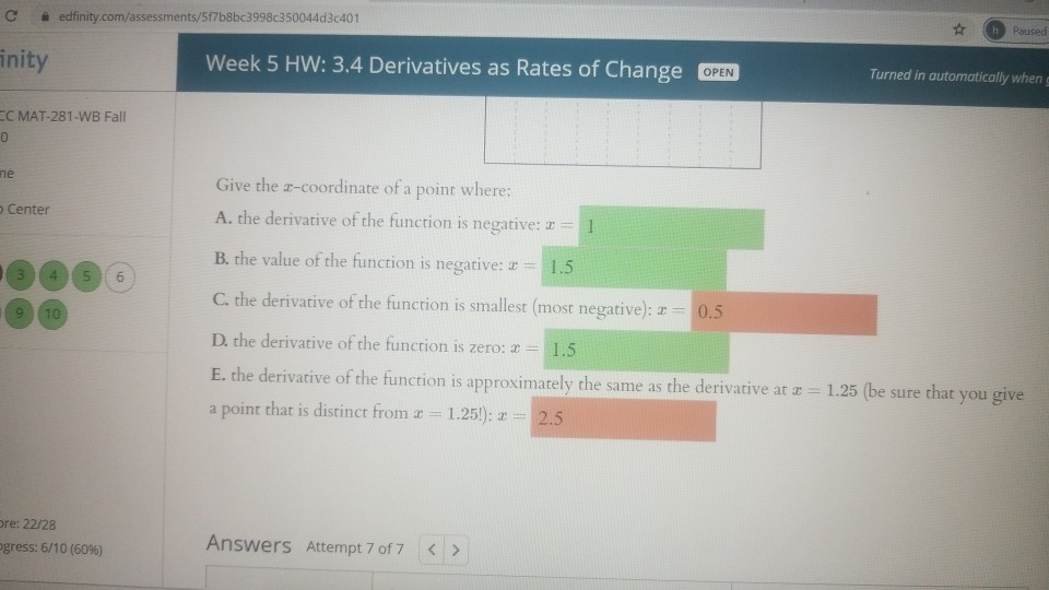 с edfinity.com/assessments/5f7b8bc3998c350044d3c401 | Chegg.com