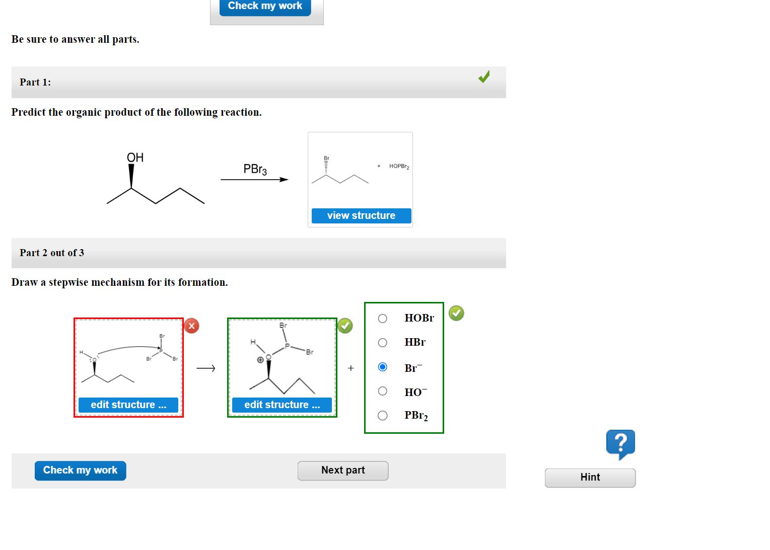 Solved Be ﻿sure to ﻿answer all parts.Part 1:Predict the | Chegg.com