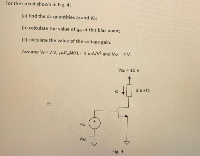Solved For the circuit shown in Fig. 4: (a) find the dc | Chegg.com