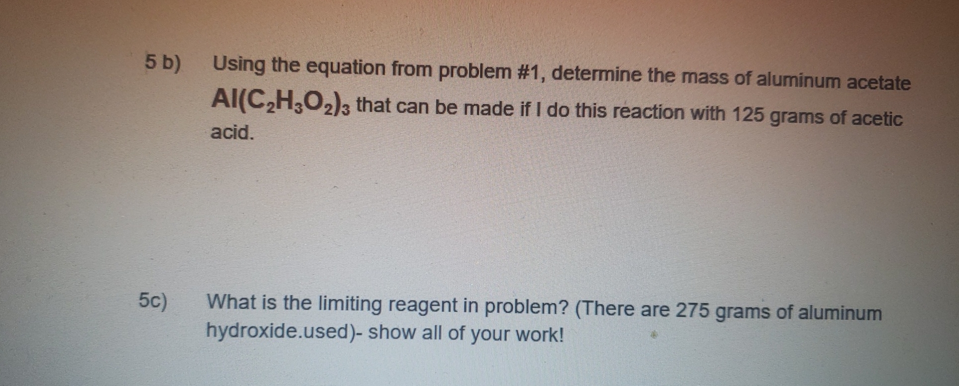 Solved by an EXPERT 5 ﻿b) ﻿Using the equation from problem #1, ﻿determine | Chegg.com