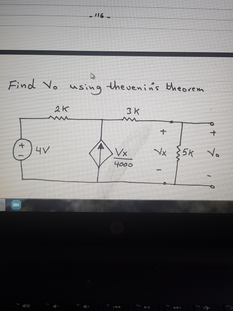 Solved Find Vo using thevenin's theorem 2k 3K + + + 4V Vx | Chegg.com