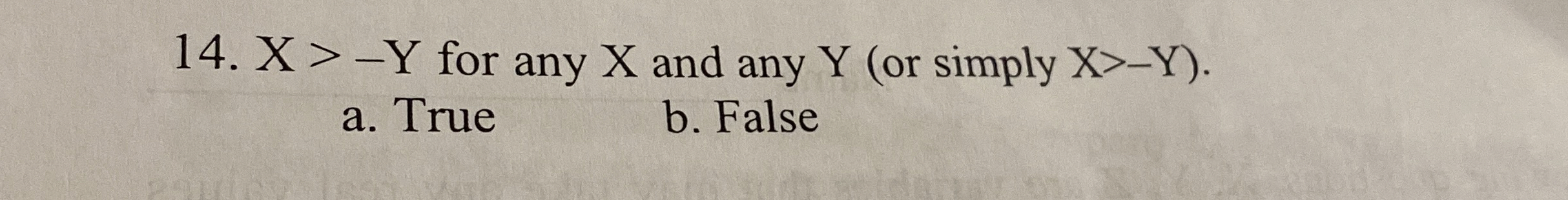 Solved x>-Y ﻿for any x ﻿and any Y (or simply x>-Y ).a. | Chegg.com