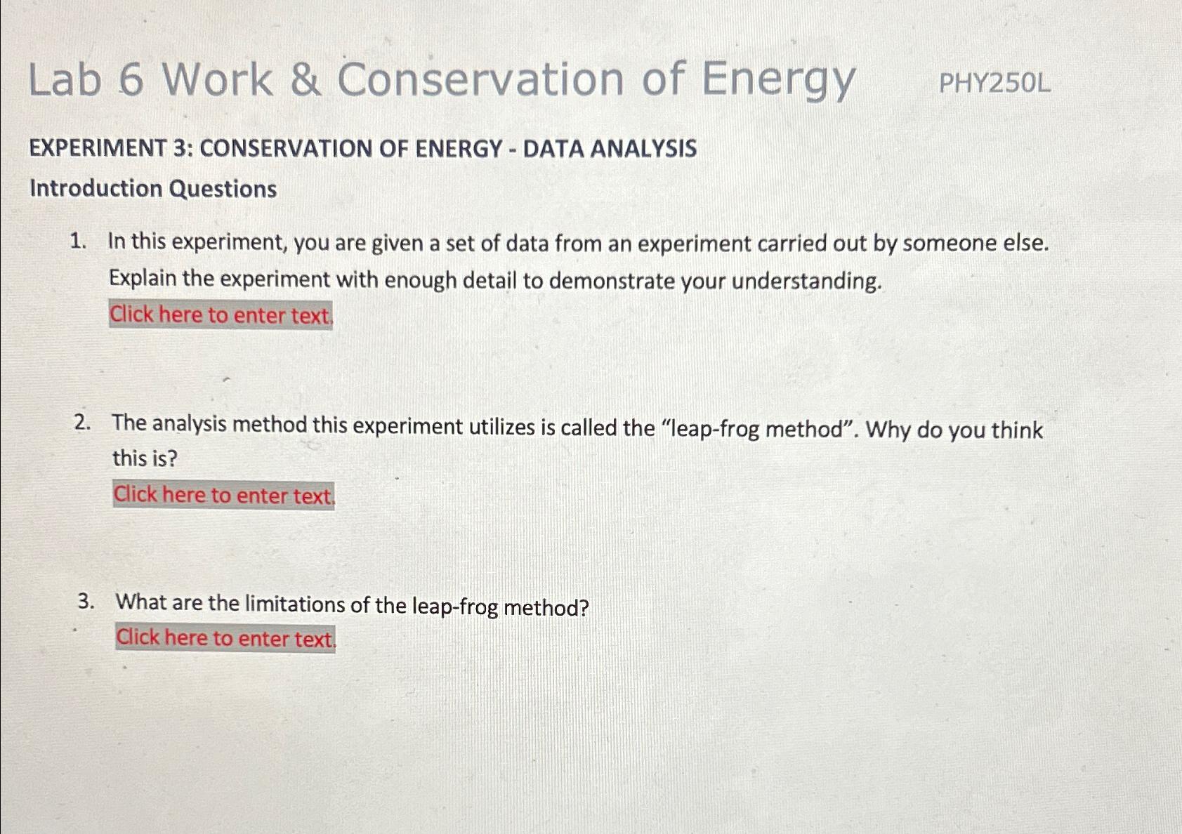 Solved Lab 6 ﻿Work & Conservation of Energy | Chegg.com