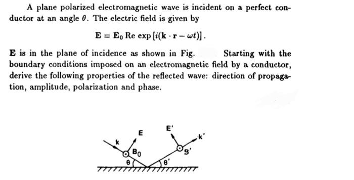Solved A plane polarized electromagnetic wave is incident on | Chegg.com