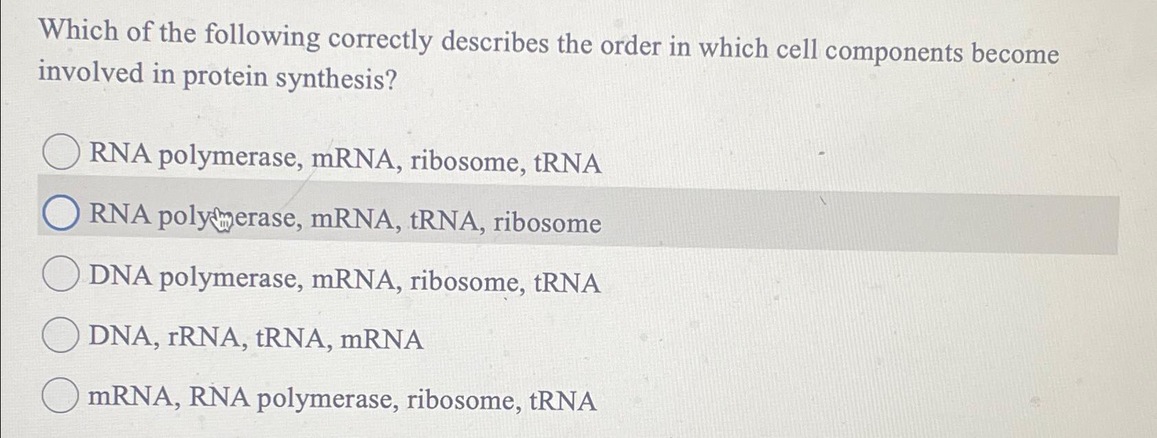 Solved Which of the following correctly describes the order | Chegg.com