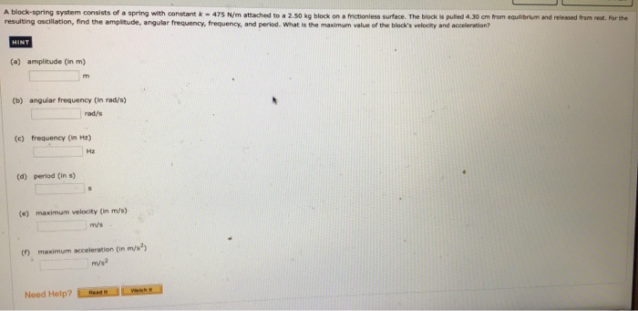 Solved A block-spring system consists of a spring with | Chegg.com