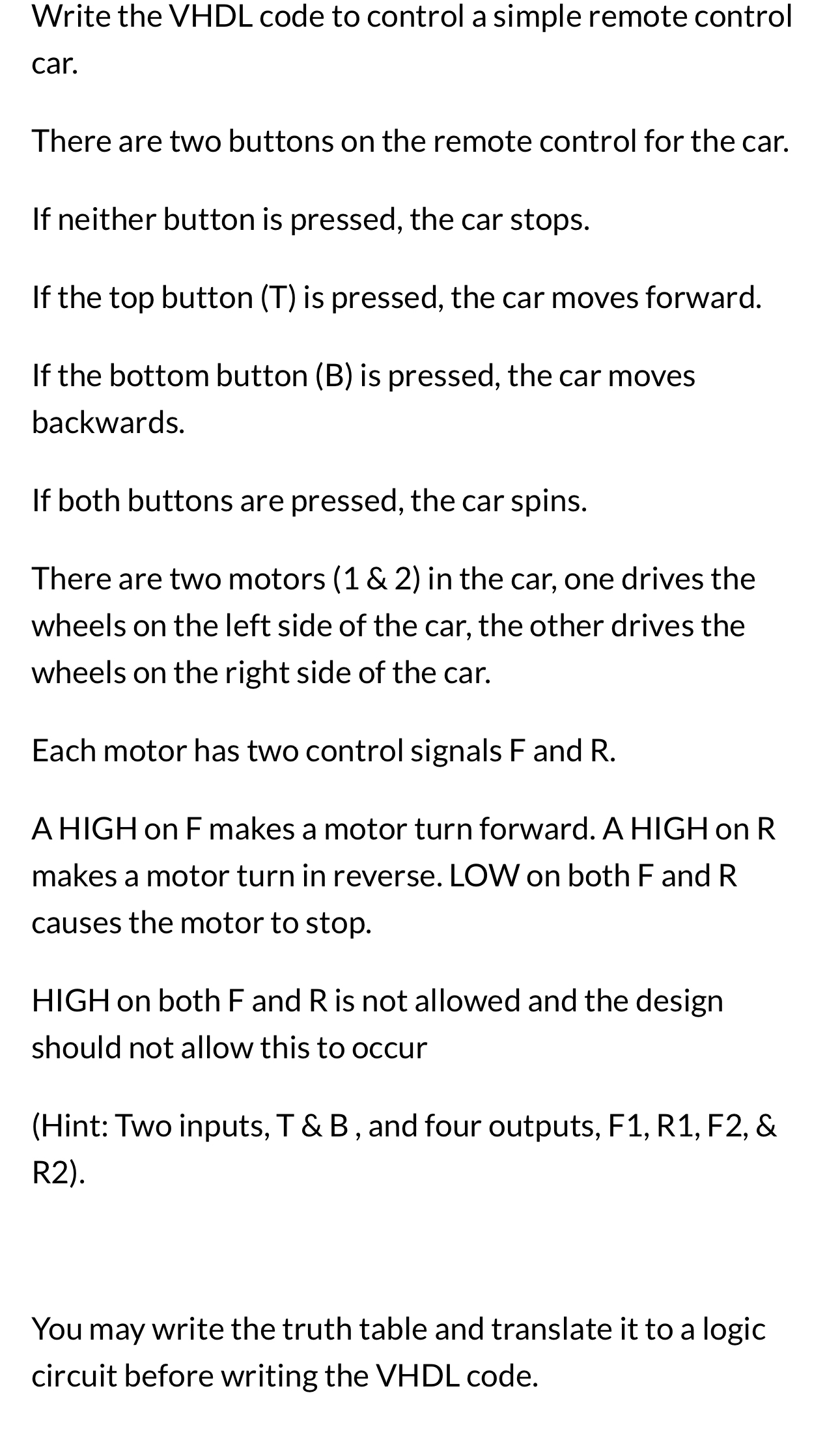 Solved Write the VHDL code to control a simple remote | Chegg.com