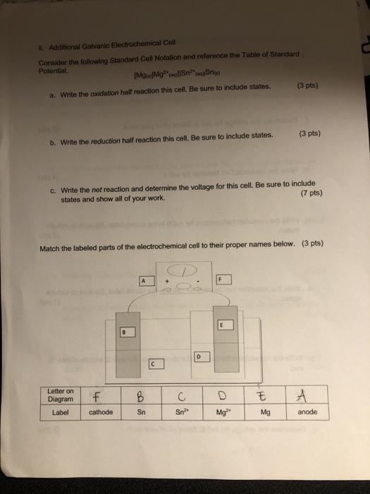 Solved Electrochemistry Answer the following questions using | Chegg.com