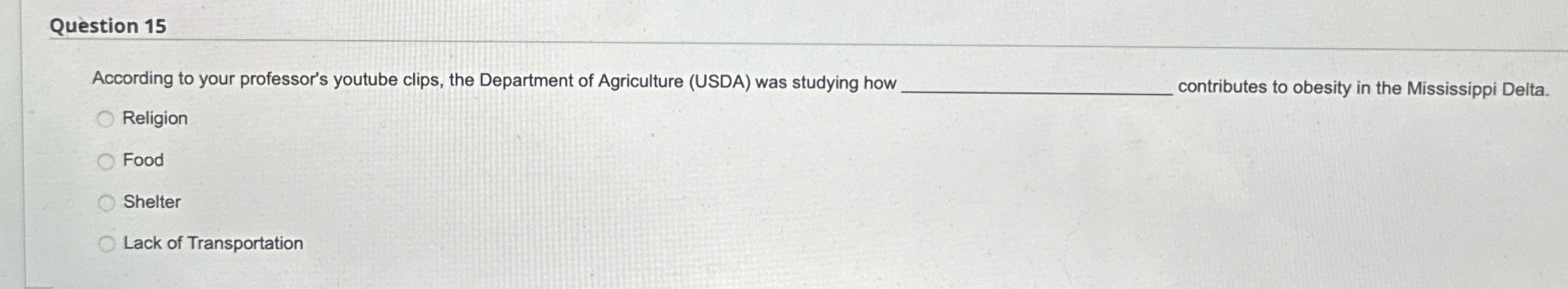 Solved Question 15According to your professor's youtube | Chegg.com