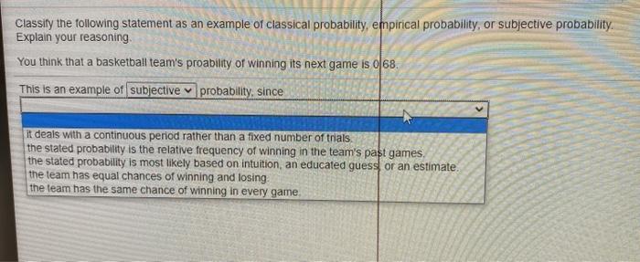 Solved Classify the following statement as an example of | Chegg.com