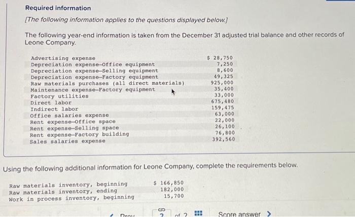 Solved 1) Required information | Chegg.com